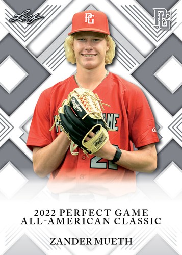 Zander Mueth 2022 Leaf Perfect Game Nike AA Classic Aflac Game Day ...