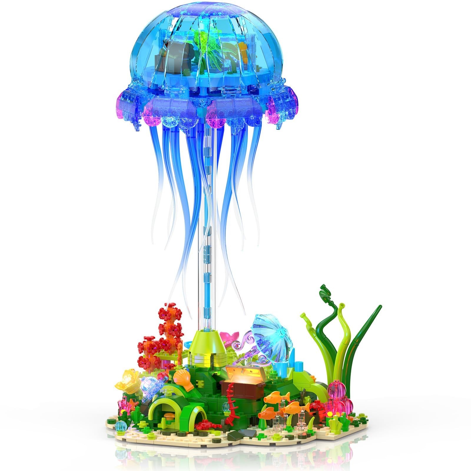 Jellyfish Building Set with LED Lights, Floating Jellyfish Lamp for ...