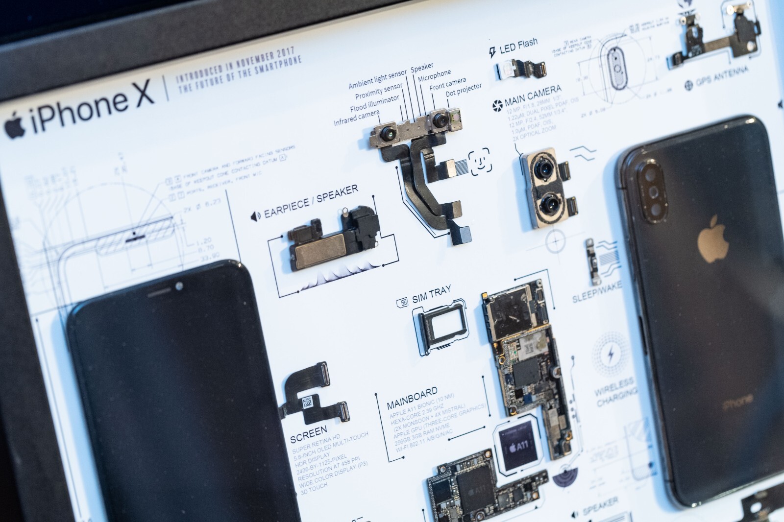 Disassembled iPhone X Teardown With Frame, Deconstructed iPhone Art ...