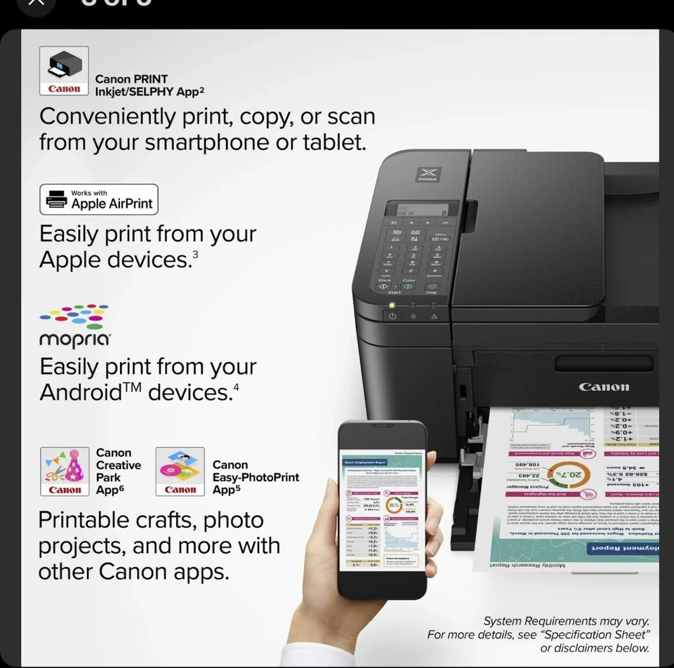 Canon PIXMA TR4722 All-in-One Wireless InkJet Printer | ADF | Mobile ...