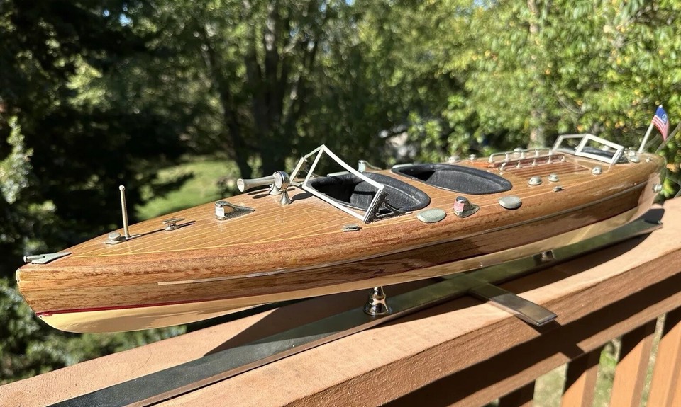 32” Authentic Models Chris Craft Wood Boat Typhoon Cruiser Triple ...