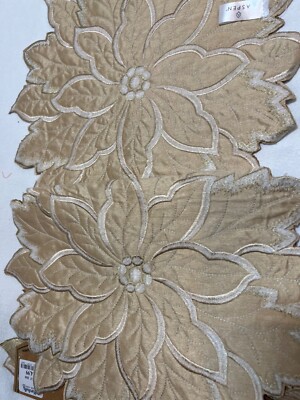 ASPEN TABLE RUNNER TAN POINSETTIAS (1) 16 x 44 100% POLYESTER NWT | eBay