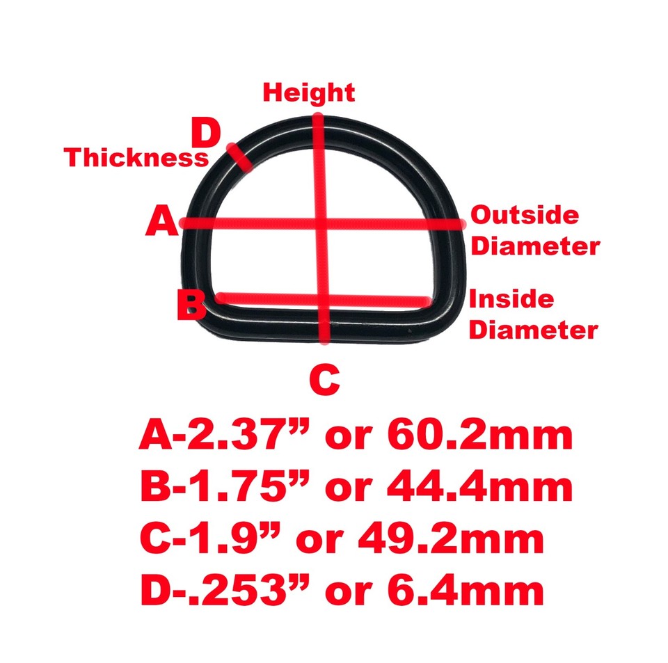 Dee Rings D-Ring 1.75" Inside Diameter Black Steel WELDED Heavy Duty ...