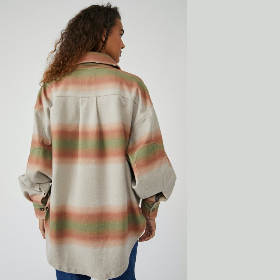 Free People Printed Ruby Oversized Fleece Jacket Shacket Mazipan Com XL ...