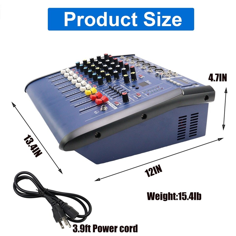 1000W 6 Channel Professional Powered Mixer Power Mixing Amplifier Amp ...