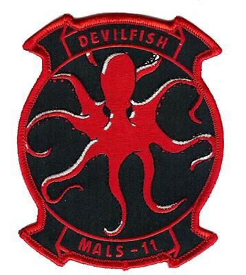 4" MARINE CORPS MALS-11 DEVILFISH RED BLACK AIR WING MILITARY ...