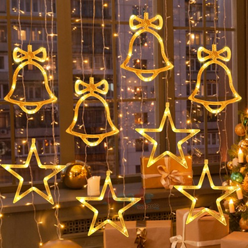 LED Christmas Hanging Lights Window Suction Lights Xmas Tree Star Decor ...