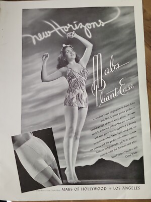 1943 women's Mabs of Hollywood pliant ease print swimsuit vintage ...