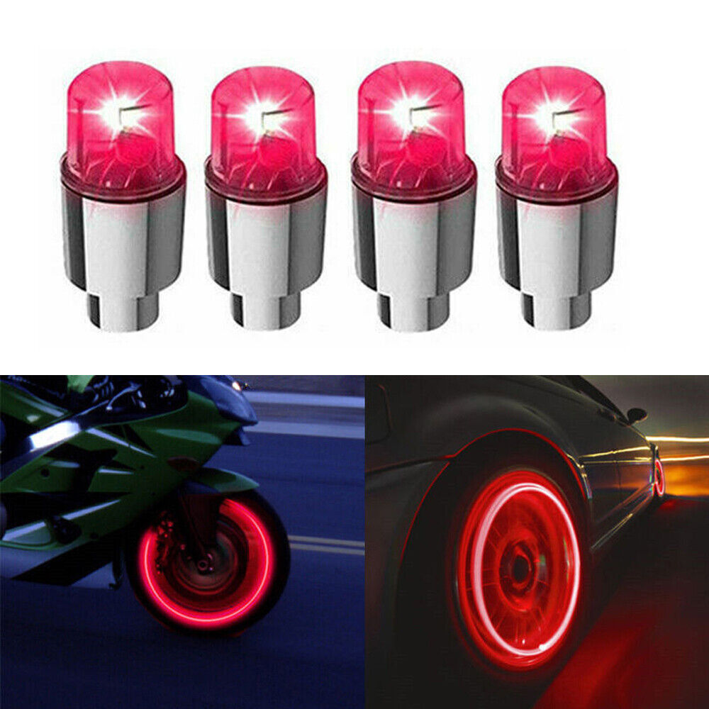 4x Auto SUV Wheel Tyre Tire Air Valve Stem LED Light Caps Cover Car ...