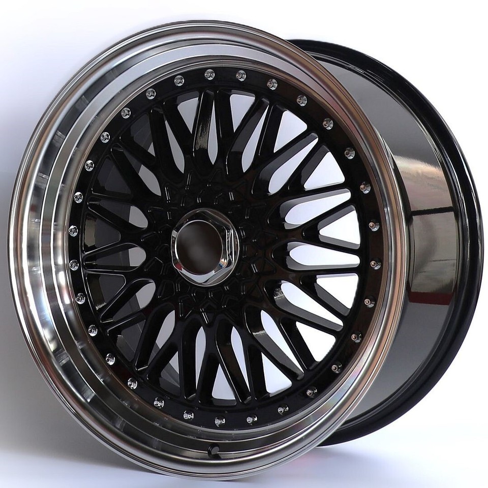 19" RS STYLE BLACK MACHINE LIP WHEELS RIMS FITS 5X112 5X120 19X8.5 +35 ...