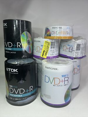 10 Single Random DVD+R 16X 4.7GB 120 Minutes Discs New Blank- 10 DISC ...