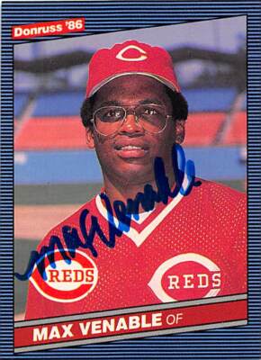 Max Venable autographed baseball card (Cincinnati Reds) 1986 Donruss ...
