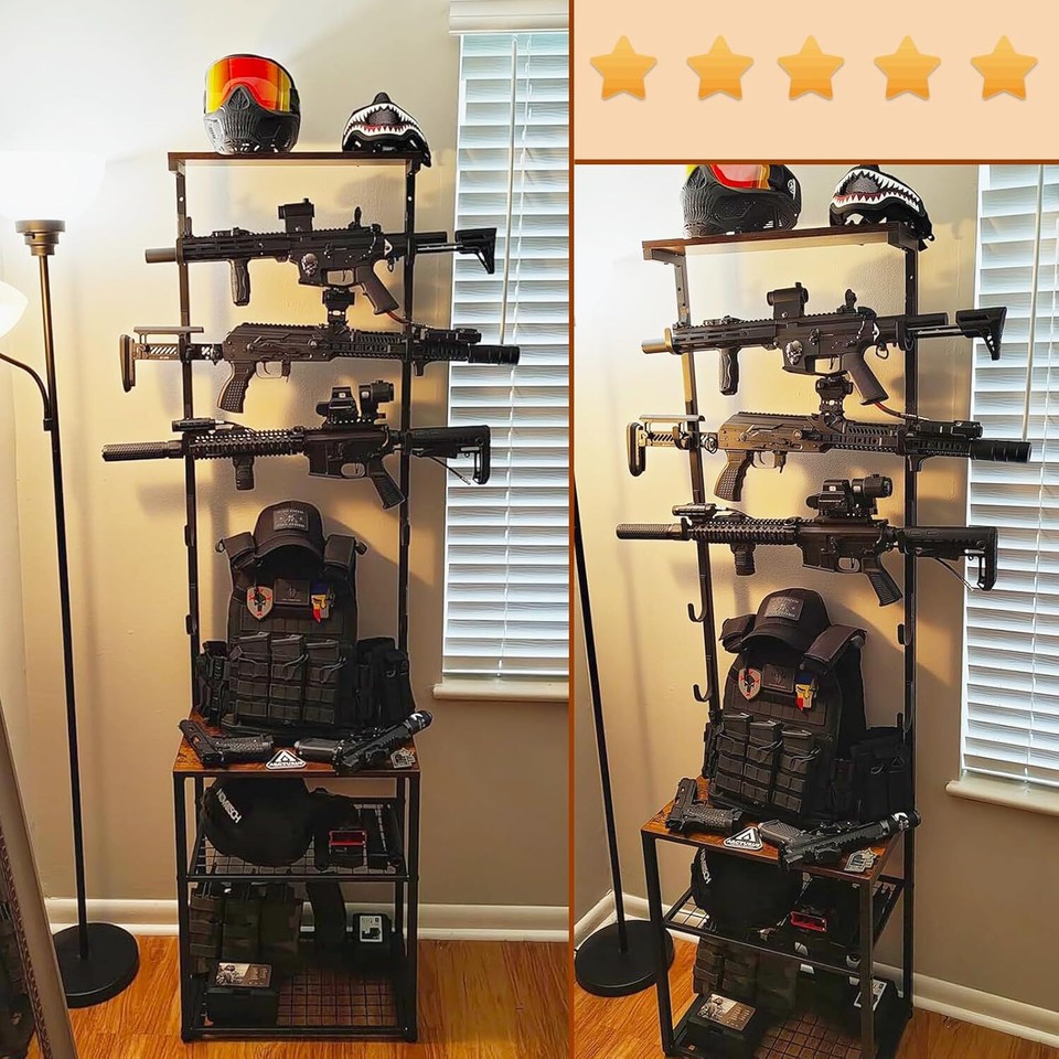 Rifle Gun Rack Wall Display Stand Storage Organizer Holder Holds up 5 ...