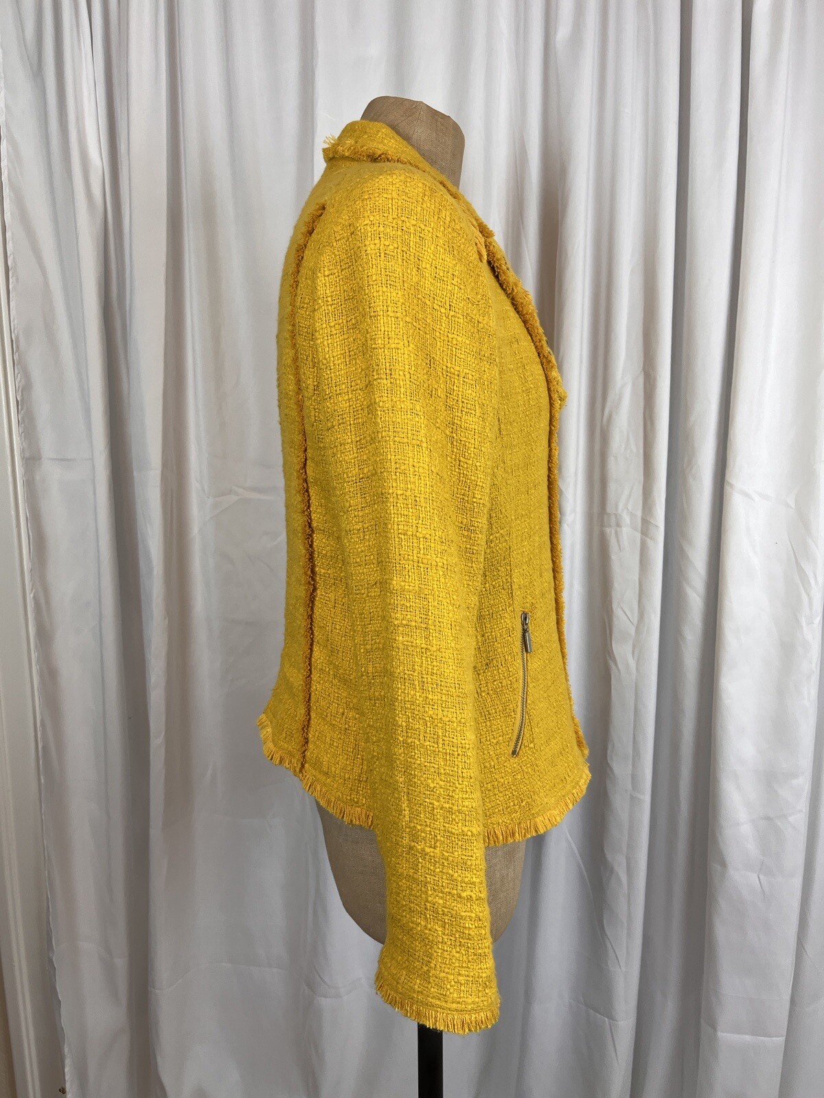 Carolina Belle Montreal Yellow Tweed Jacket Size L - Gem
