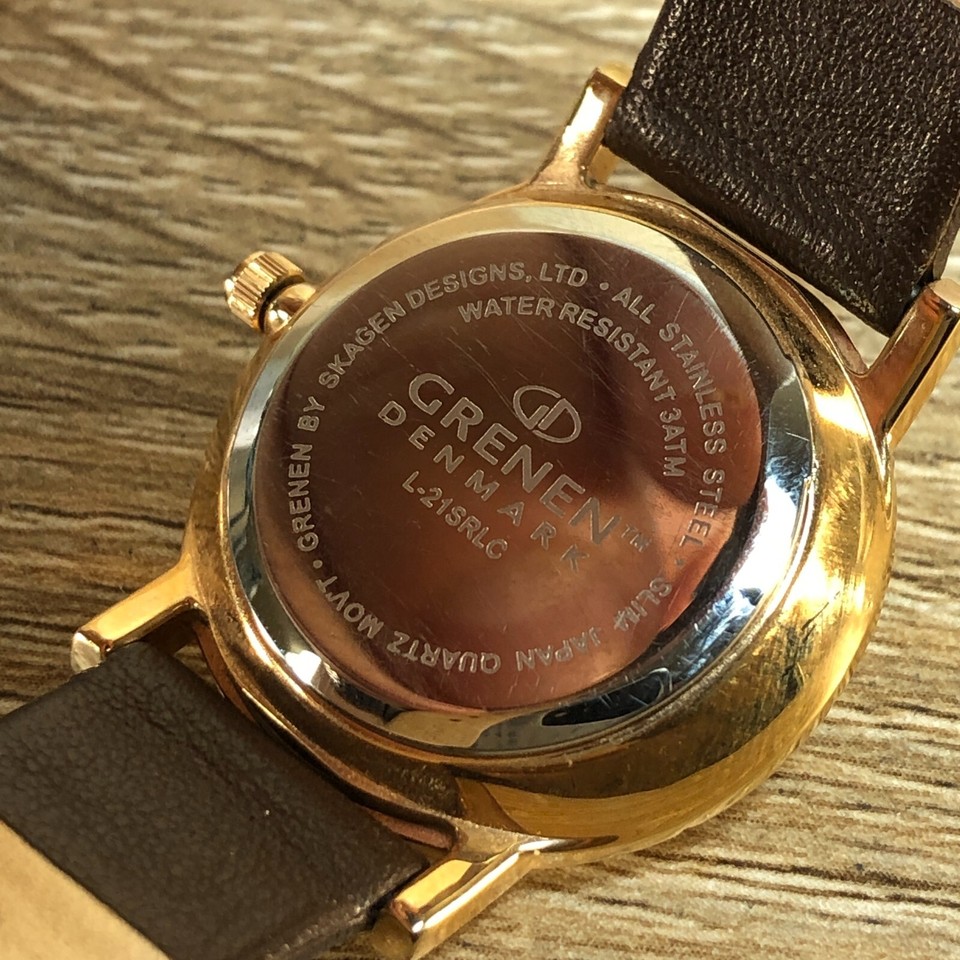 Grenen Women L-21SRLC Silver Dial Date Brown Leather 27mm Quartz Watch ...