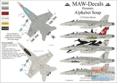 MAW72003 1:72 MAW Decals - F-18A F-18C F-18D Hornet Alphabet Soup ...