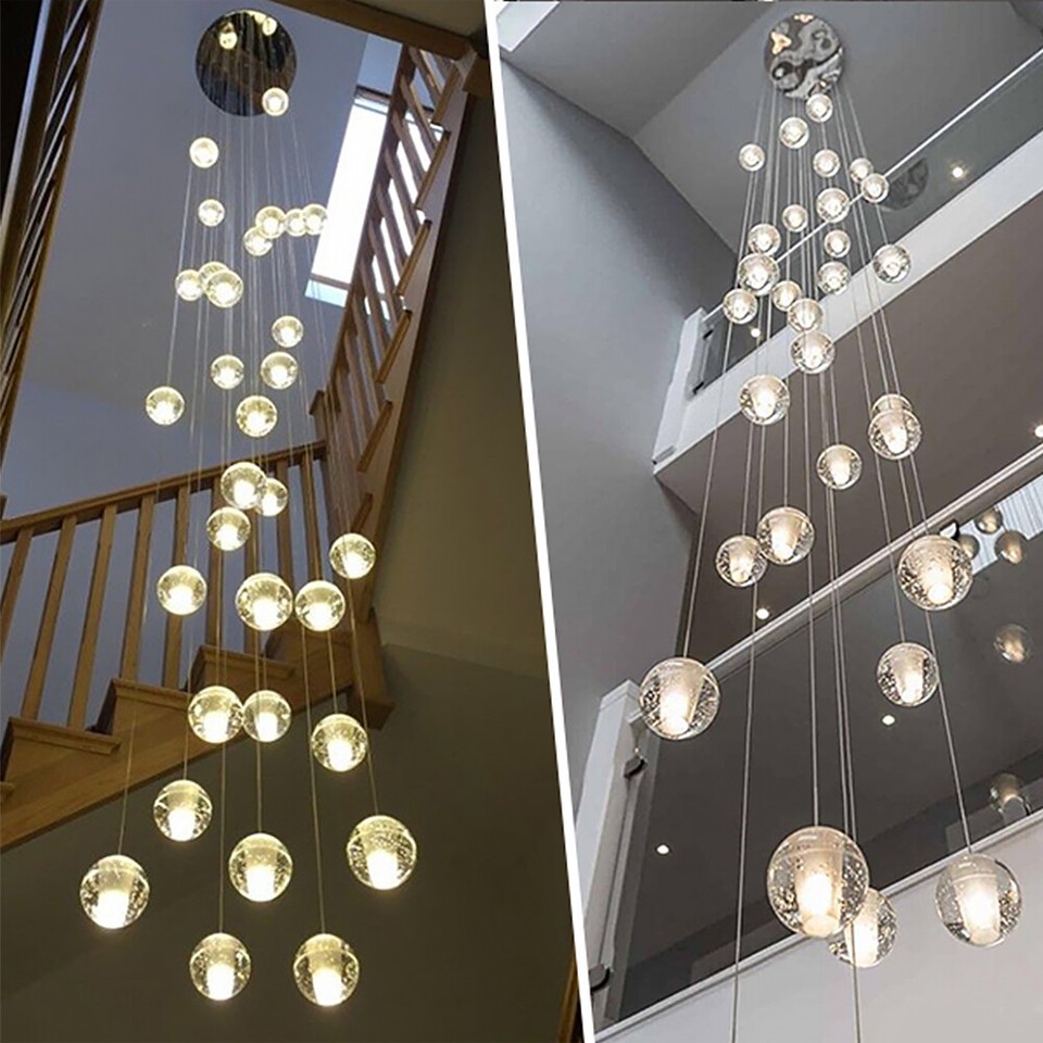 Modern G4 LED Bubble Crystal Round ball Ceiling Light Room Stair ...