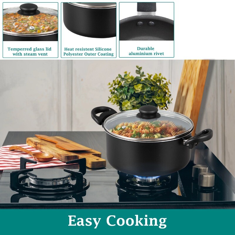 Mainstays 7 Piece Non-Stick Cookware Set Black | eBay