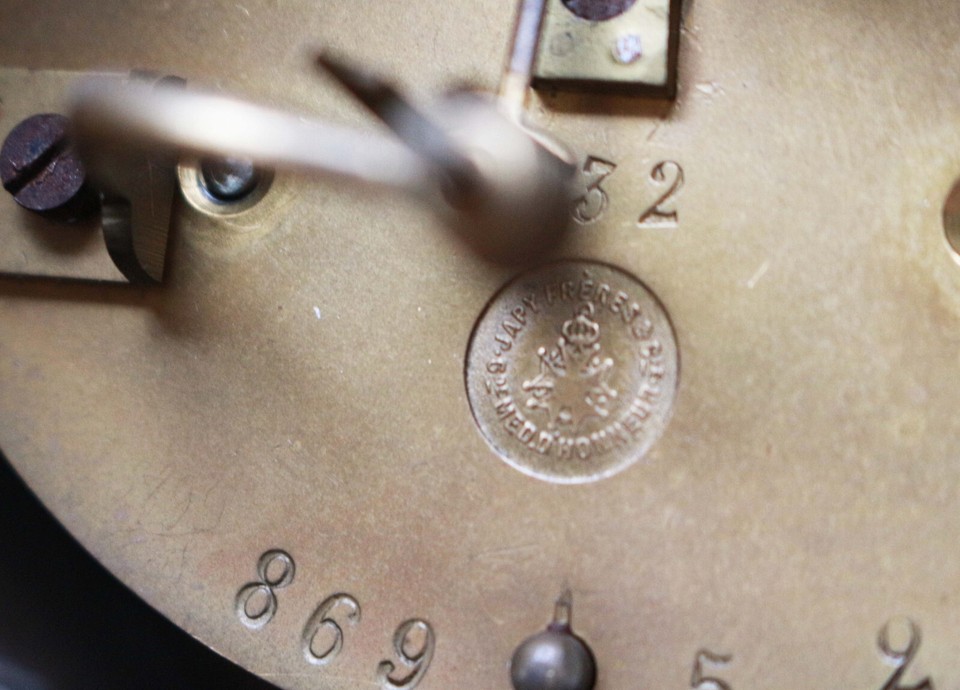 Hughe Heavy Solid Bronze Gothic French Clock 1875 Japy freres movement ...