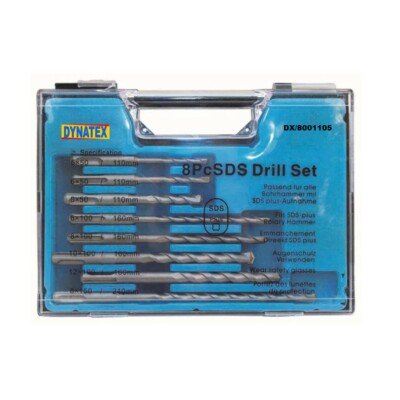 SDS Plus Drill Set & Case 8 Piece PC 5mm 6mm 8mm 10mm 12mm Rotary ...