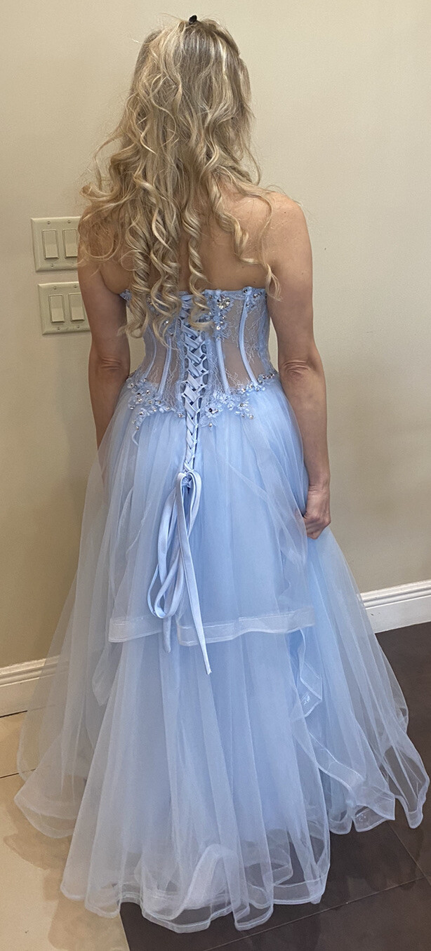 Cinderella Blue Rhinestone Quinceanera Dresses Ball G… - Gem