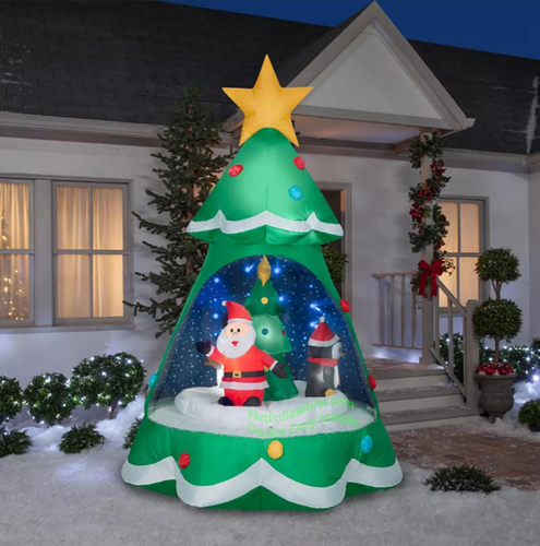 8.5' Self-Inflatable Light Animated Santa Spinning Snow Globe Christmas ...