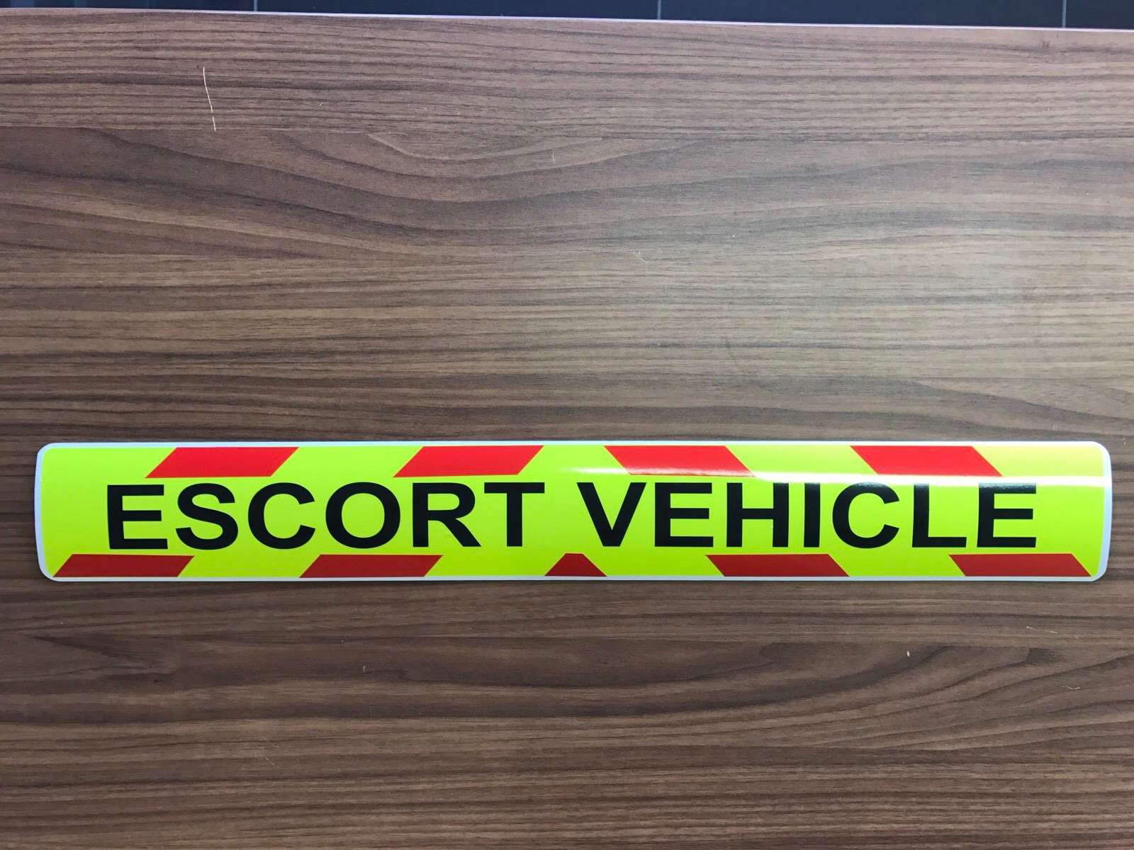 Vehicle Sticker - ESCORT VEHICLE - Yellow/Red/Black Chevron - 610mm x ...