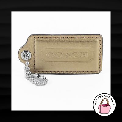 2.5" Large COACH GOLD LEATHER KEY FOB BAG CHARM KEYCHAIN HANGTAG TAG | eBay
