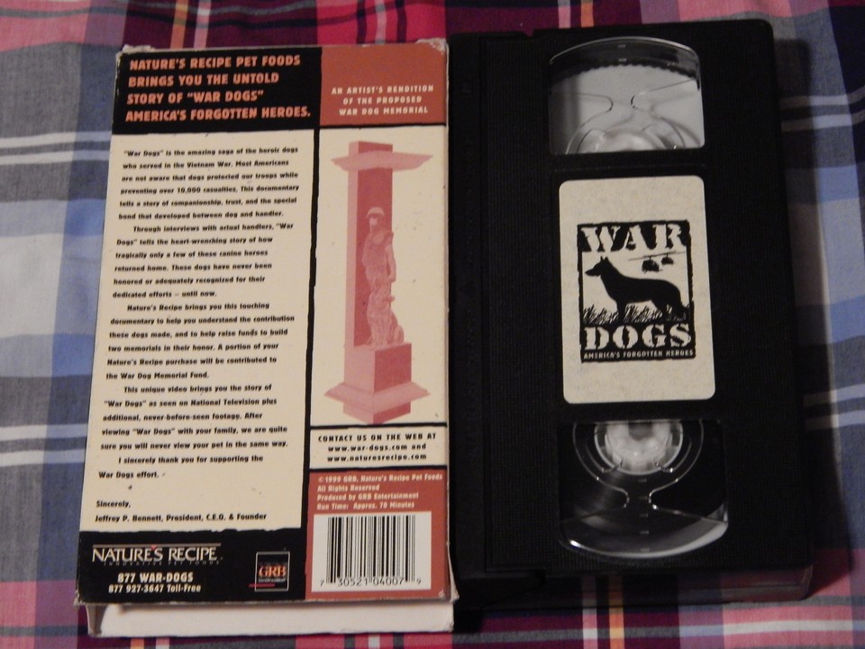 War Dogs (VHS, 1999) Martin Sheen) "America's Forgotten Heroes") ASPCA ...