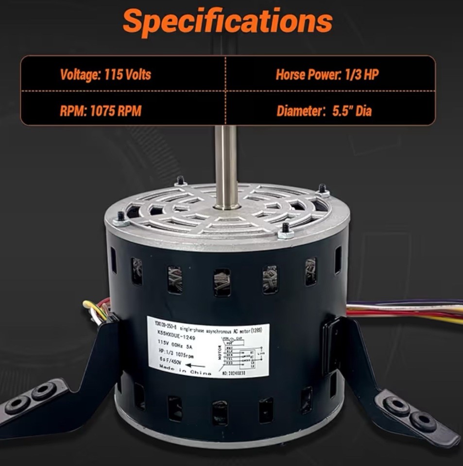 *NEW* DUCANE/EMERSON 60L2101 Furnace Blower Motor 115V 1/3HP 5A 1PH ...