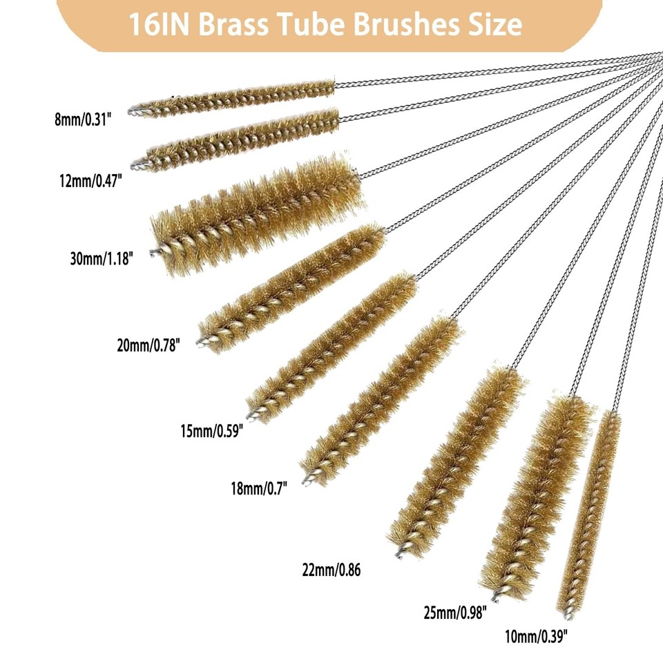 16IN Extra Long Tube Cleaning Lab Brushes Brass Tube Brushes Bottle ...