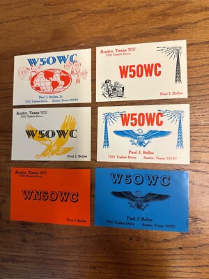 Vintage Lot (6) W50WC Austin Texas Amateur Radio Postcards Paul Bolles ...