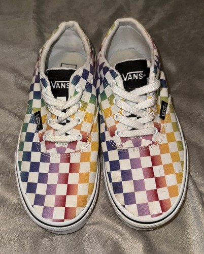 Vans Missy Old Skool Multicolor/Rainbow Checkered Skate Shoes 721356 ...