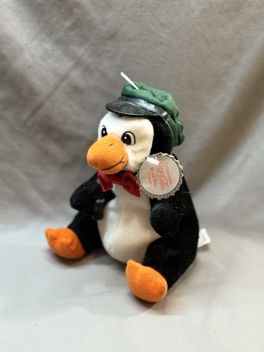 Vintage 1997 Coca Cola Penguin Leather Cap Mini Bottle Beanie Plush ...