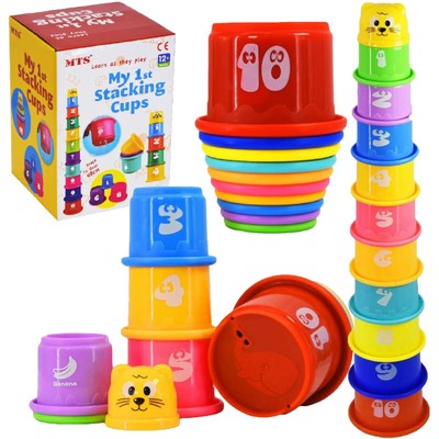Building Beakers Nesting Cups Stacking Blocks Toddler Baby Bath Toy ...