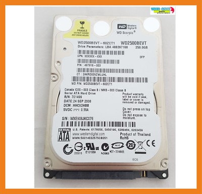 Disque Dur Western Digital 250GB 2.5 " 5400RPM HDD SATA WD2500BEVT ...