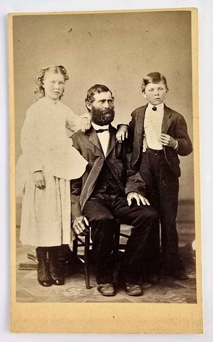 Antique CDV Photo Victorian Father Son Daughter Family Tinted Tyler ...