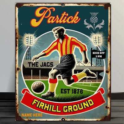 PERSONALISED PARTICK THISTLE FOOTBALL FANS NOSTALGIA VINTAGE METAL SIGN ...