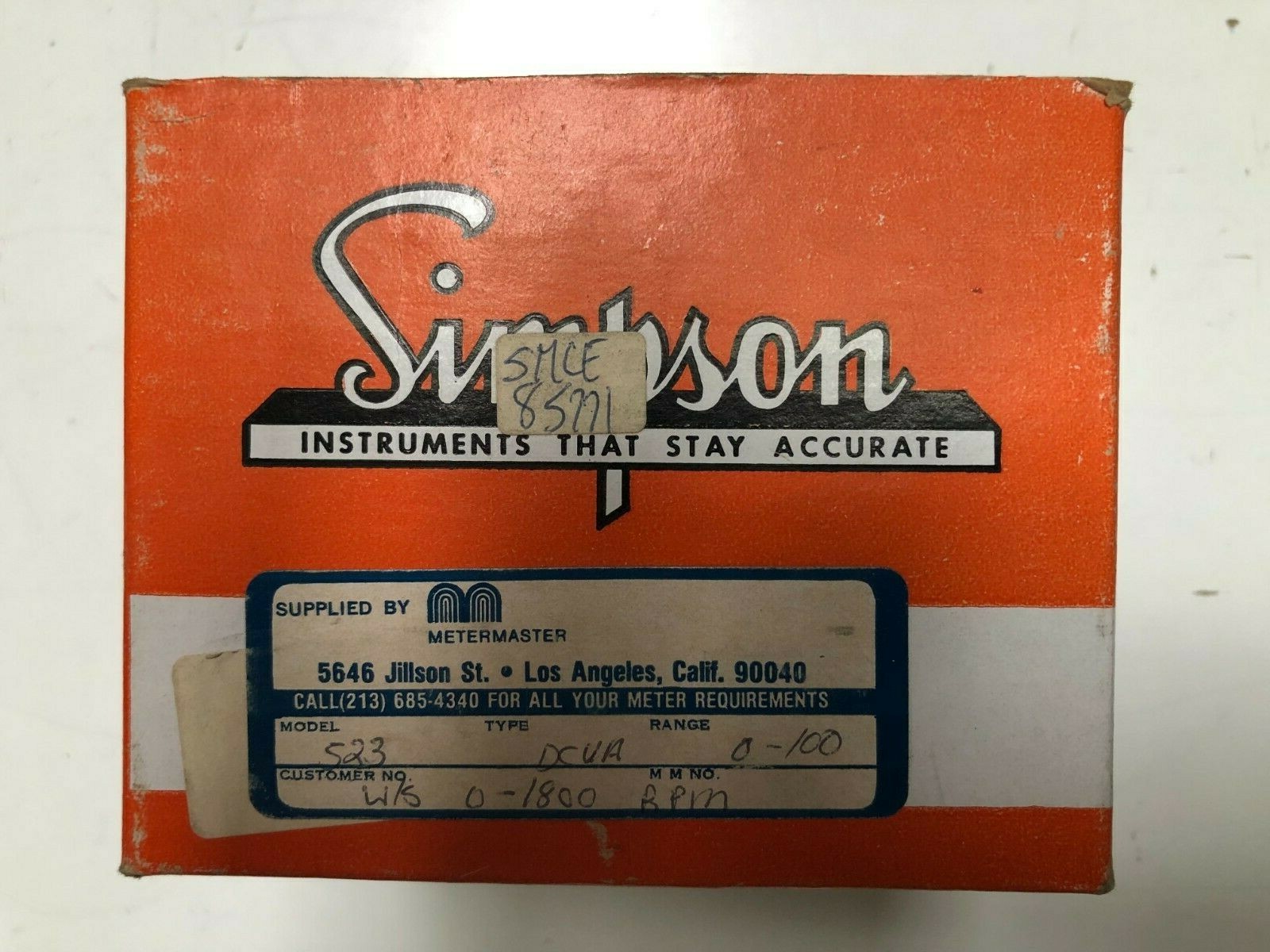 SIMPSON MODEL 0-100 DC V I/P TO 0-1800 RPM LEGEND PANEL METER N.O.S. | eBay