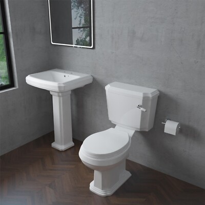 Bathroom Traditional Victorian Style Close Coupled Toilet Soft Close ...