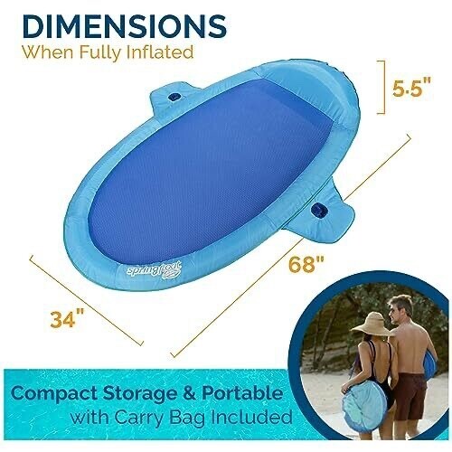 Spring Float SunCatcher Pool Lounge Chair with Hyper-Flate Valve, Blue ...