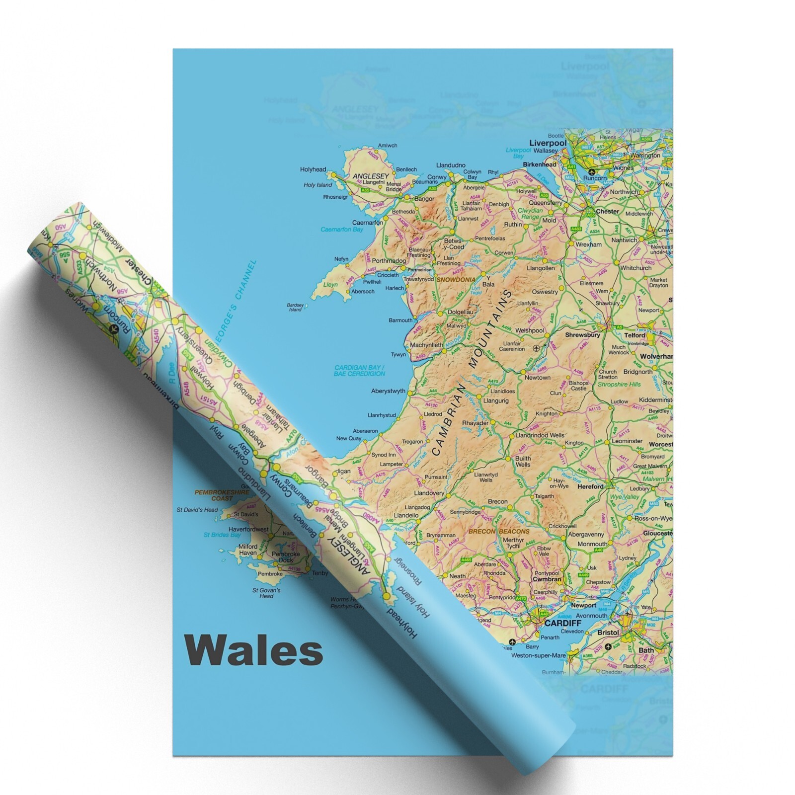 Wales Map Educational Poster Wall Art Welsh World Map Chart Upto A3 ...
