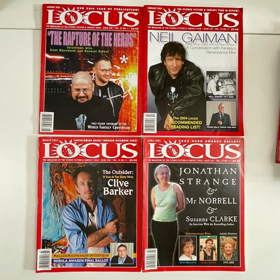 12 LOCUS Magazines 2005 complete year Science Fiction Fantasy Neil ...