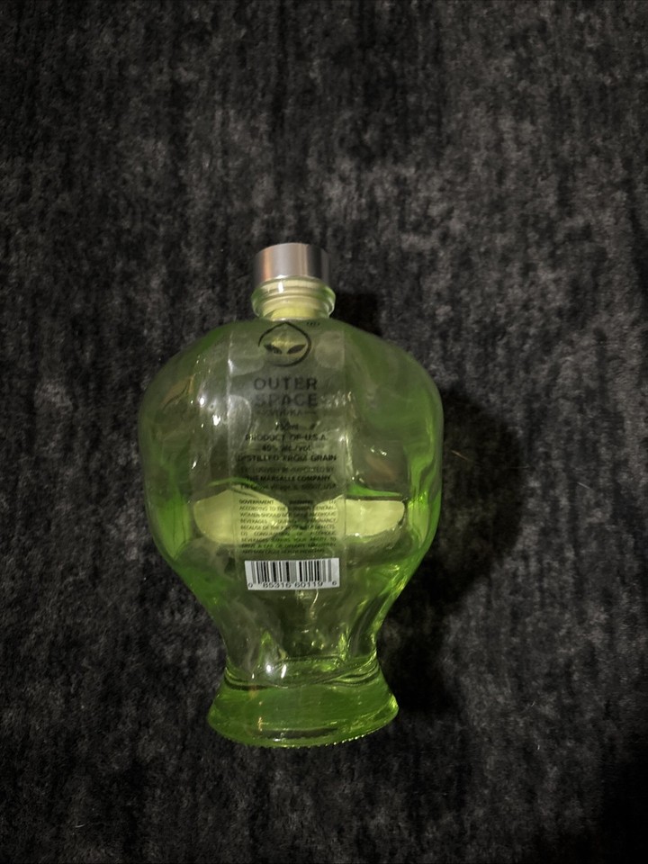 UFO Outer Space Vodka Alien Martian Head Green Glass Bottle Empty 750 ...