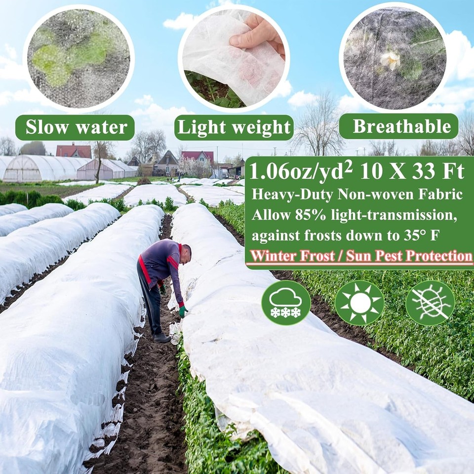 Winter Frost Cloth for Plant Protection 10FT x 33FT Reusable White ...