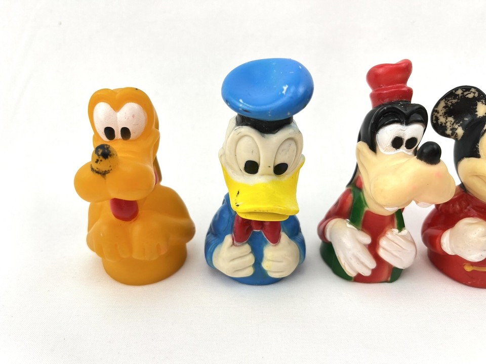 Vtg 1970's Disney Rubber Finger Puppets Mickey Mouse Donald Duck Pluto ...