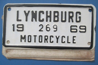 1969 Lynchburg Virginia Motorcycle Tag new never used mint | eBay