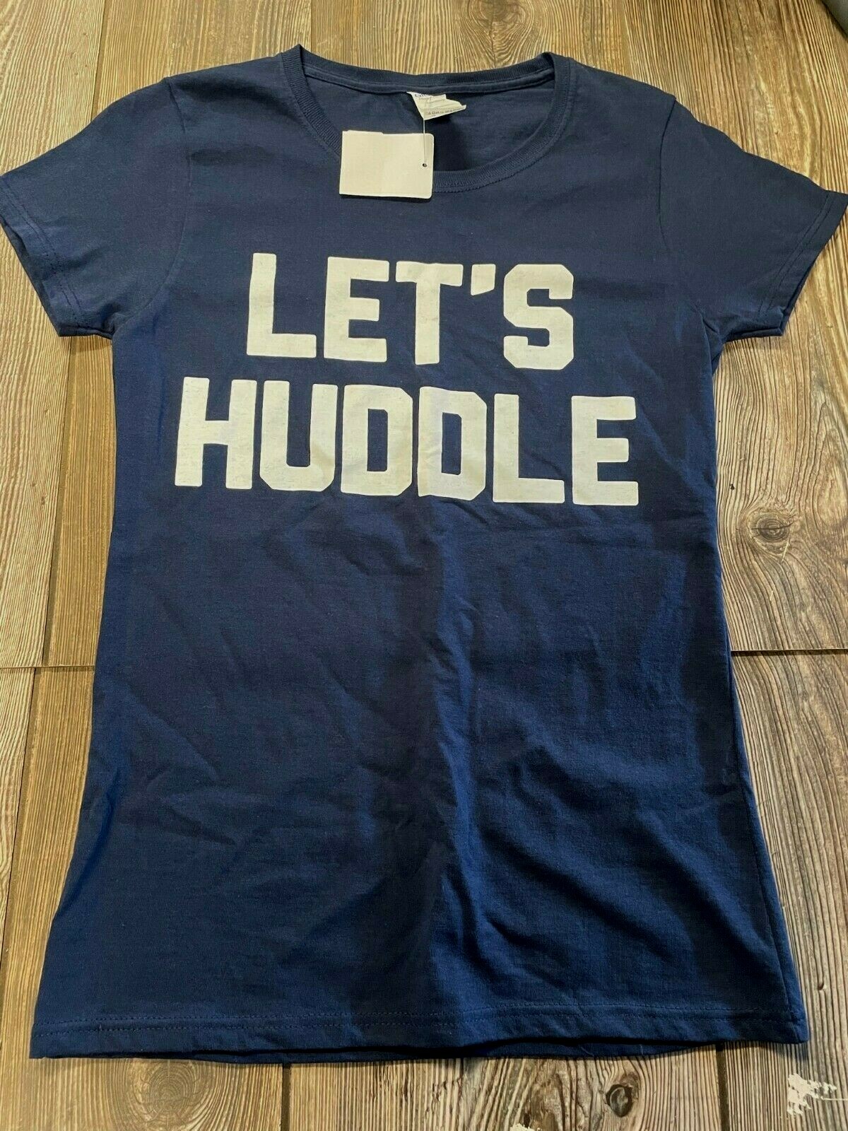 NWT Womens Premium "Let's Huddle" Cute Navy Blue Football Logo T-Shirt ...