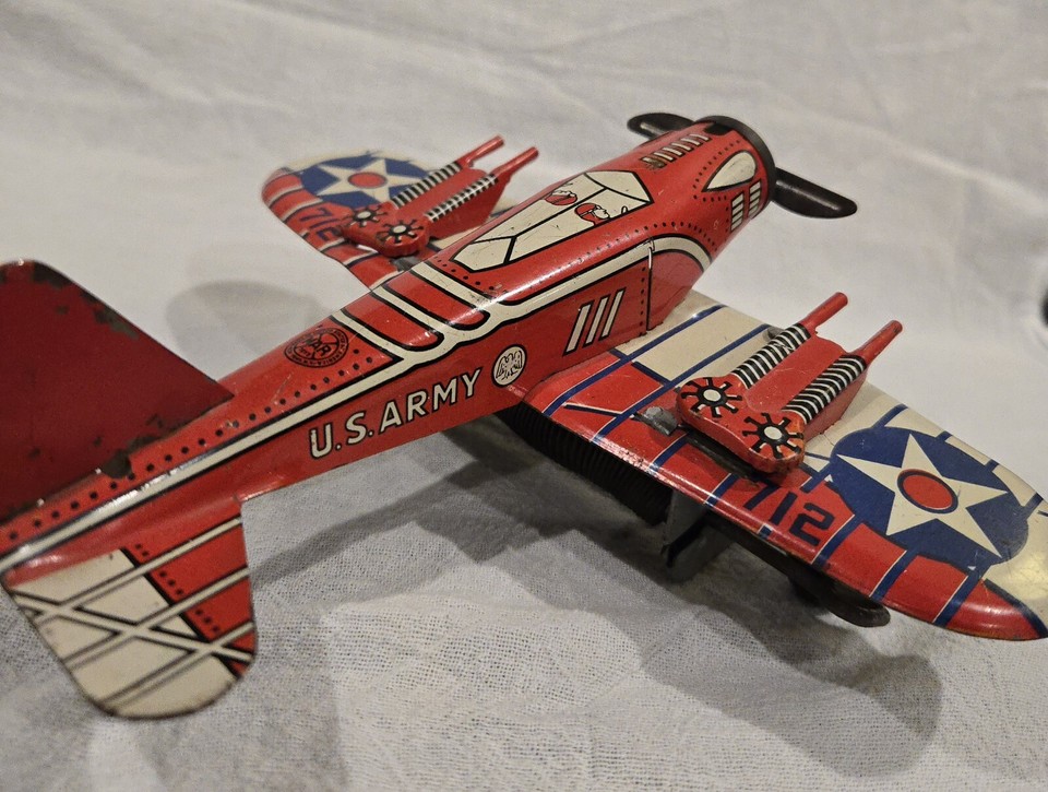 Vintage Marx Tin Litho US Army Fighter Wind Up Airplane. | eBay