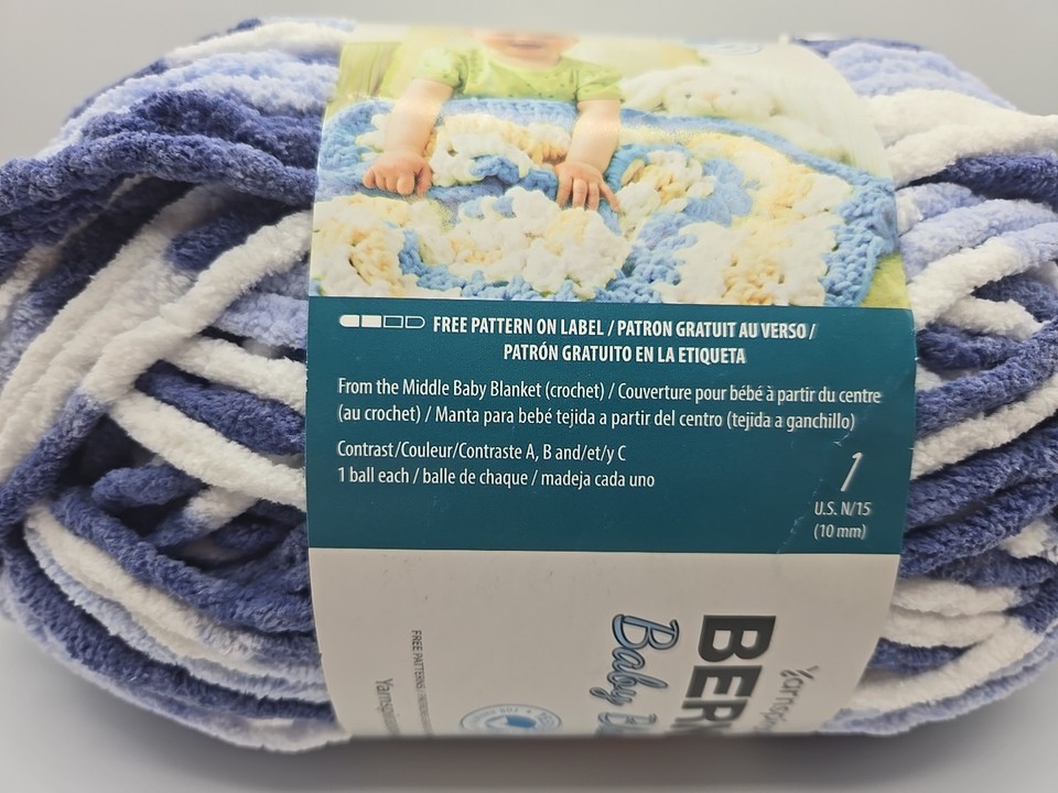 Bernat Baby Blanket Yarn "Blue Dreams" Color 10.5oz/300g/220yds/201m #6 ...